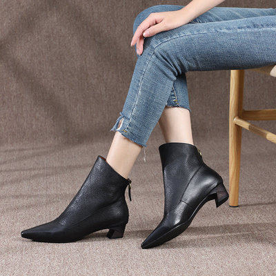 HZM031 Cowhide Women'S Single Shoes Autumn And Winter New British Style Women'S Shoes Retro All-Match Derby Shoes Soft S
