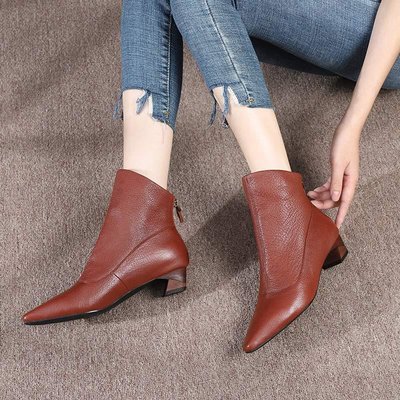 HZM031 Cowhide Women'S Single Shoes Autumn And Winter New British Style Women'S Shoes Retro All-Match Derby Shoes Soft S