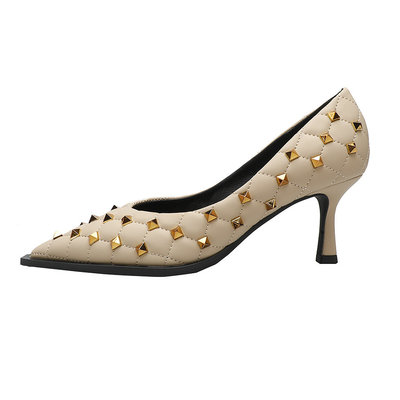6899-1 Sexy Pointed Shallow Mouth High Heels Are Thin Nightclub Rivet Women'S Singles Net Red Banquet Women'S Shoes