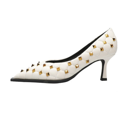 6899-1 Sexy Pointed Shallow Mouth High Heels Are Thin Nightclub Rivet Women'S Singles Net Red Banquet Women'S Shoes