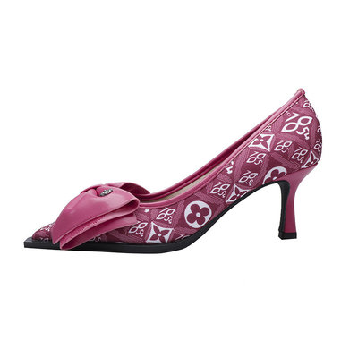6899-6 Europe And The United States Sexy Pointed Shallow Mouth High Heels Bow Knot Was Thin Net Celebrity Women'S Single