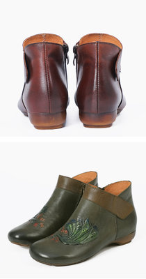 HZM033 Original Folk Style Retro Women'S Boots Autumn And Winter New Style Peacock Embossed Retro Women'S Shoes, Top Lay