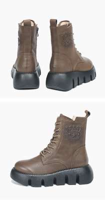HZM039 Leather Hint Boots Female Ultra-Light Bottom Layer Leather Martin Boots Warm Mary Tube Boots Children Retrostic I
