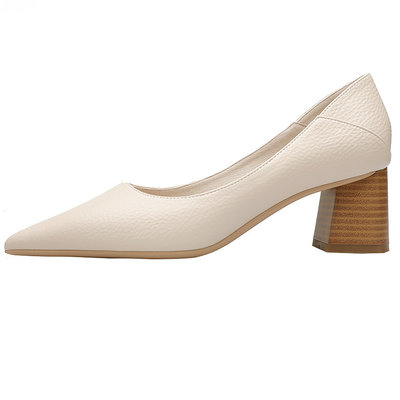 5619-1 Fashion Pointed Shallow Mouth High Heels Thick Heel Sexy Thin Women'S Single Shoes Professional OL All-Match Wom