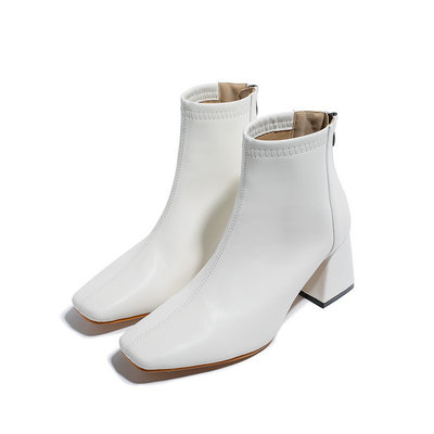 BS160 2021 Autumn And Winter Martin Boots Women'S Fashion All-Match Square Toe Thick Heel High Heel Short Boots Women'S