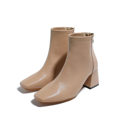 BS160 2021 Autumn And Winter Martin Boots Women'S Fashion All-Match Square Toe Thick Heel High Heel Short Boots Women'S