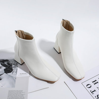 BS160 2021 Autumn And Winter Martin Boots Women'S Fashion All-Match Square Toe Thick Heel High Heel Short Boots Women'S
