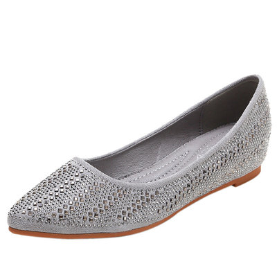 BS161 Wedge Heel Single Shoes Women'S Mid-Heel New Style Pressure Drill Inner Increase Women'S Shoes One Foot Large Size
