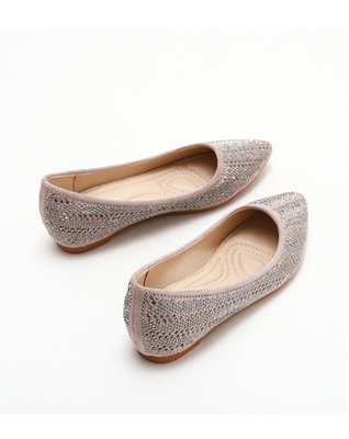 BS161 Wedge Heel Single Shoes Women'S Mid-Heel New Style Pressure Drill Inner Increase Women'S Shoes One Foot Large Size