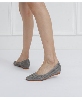 BS161 Wedge Heel Single Shoes Women'S Mid-Heel New Style Pressure Drill Inner Increase Women'S Shoes One Foot Large Size