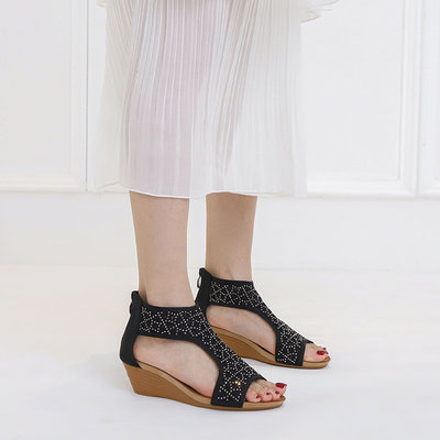 BS164 Sandals Female Pressure Drill New Summer European And American Thick-Soled Fashion Fairy Style Roman Shoes Ladies