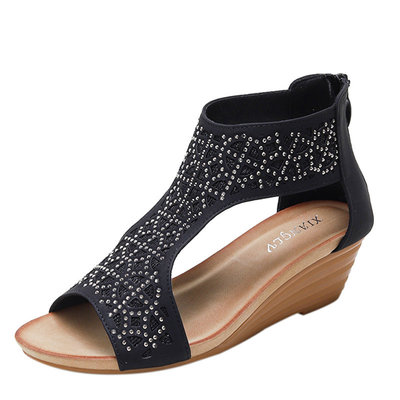 BS164 Sandals Female Pressure Drill New Summer European And American Thick-Soled Fashion Fairy Style Roman Shoes Ladies
