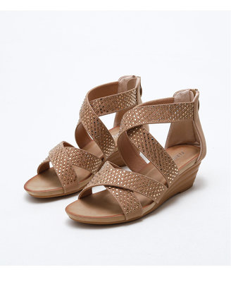 BS165 Fashion Sandals Women'S European And American Rhinestone Cross Strap Back Zipper Wedge Heel Mid-Heel Women'S Shoes