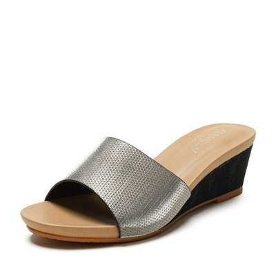 BS166 Fashion Sandals Women'S European And American Rhinestone Cross Strap Back Zipper Wedge Heel Mid-Heel Women'S Shoes