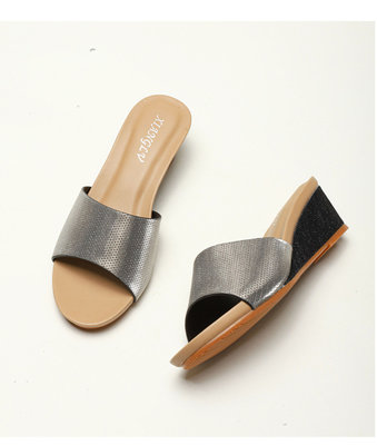 BS166 Fashion Sandals Women'S European And American Rhinestone Cross Strap Back Zipper Wedge Heel Mid-Heel Women'S Shoes