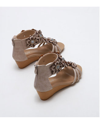 BS167 Fashion Sandals Women'S European And American Rhinestone Cross Strap Back Zipper Wedge Heel Mid-Heel Women'S Shoes