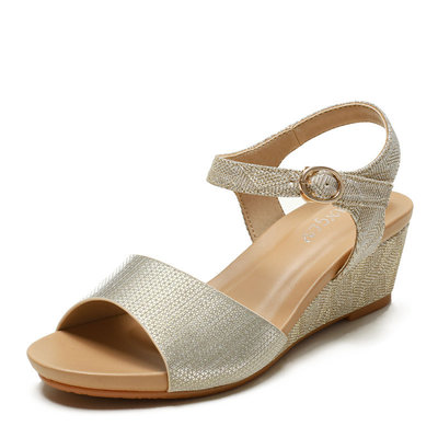 BS167 Fashion Sandals Women'S European And American Rhinestone Cross Strap Back Zipper Wedge Heel Mid-Heel Women'S Shoes