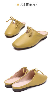 HZM044 Single Shoes Women'S Spring New Thick Heel Pointed Literary Single Shoes Retro Soft Leather Mules Leather Shoes W