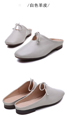 HZM044 Single Shoes Women'S Spring New Thick Heel Pointed Literary Single Shoes Retro Soft Leather Mules Leather Shoes W