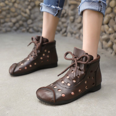 HZM046 Single Shoes Women'S Spring New Thick Heel Pointed Literary Single Shoes Retro Soft Leather Mules Leather Shoes W