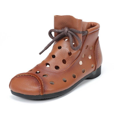 HZM046 Single Shoes Women'S Spring New Thick Heel Pointed Literary Single Shoes Retro Soft Leather Mules Leather Shoes W