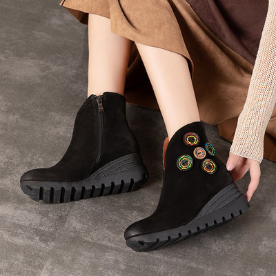 HZM047 Single Shoes Women'S Spring New Thick Heel Pointed Literary Single Shoes Retro Soft Leather Mules Leather Shoes W