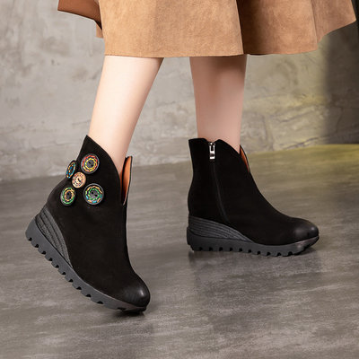 HZM047 Single Shoes Women'S Spring New Thick Heel Pointed Literary Single Shoes Retro Soft Leather Mules Leather Shoes W