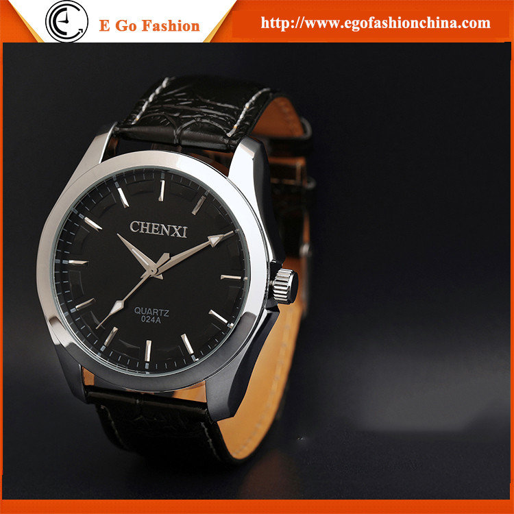 024A2 CHENXI Branding Watch Leather Strap Stainless Steel Back Watches Quartz Analog Watch