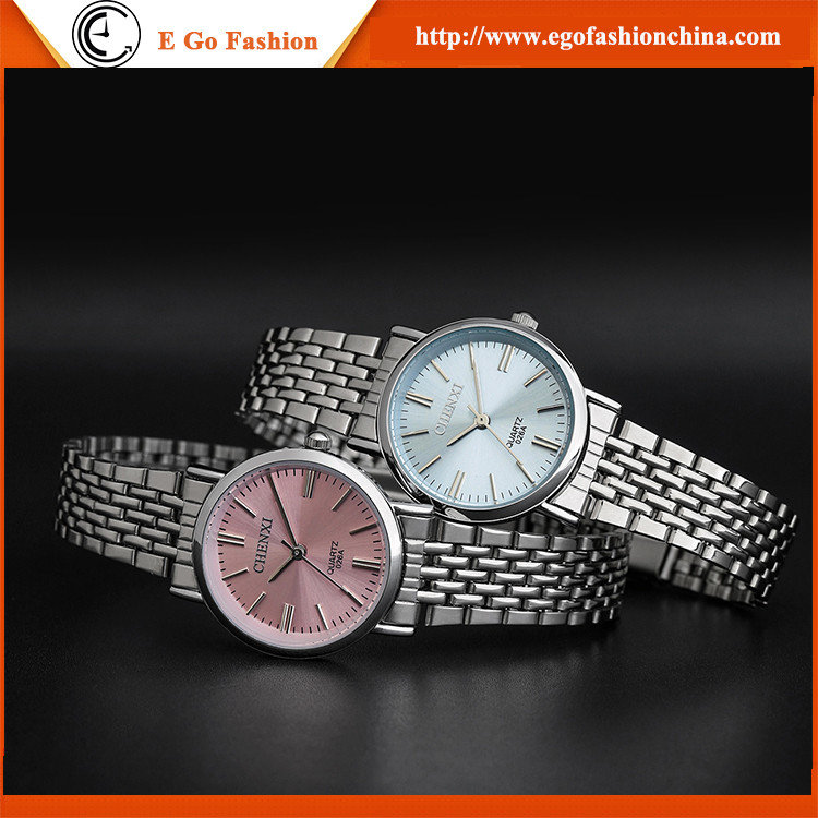 026A Pink Watch Blue Sapphire Watches Man Stainless Steel Watch Quartz Watch Women's Watch