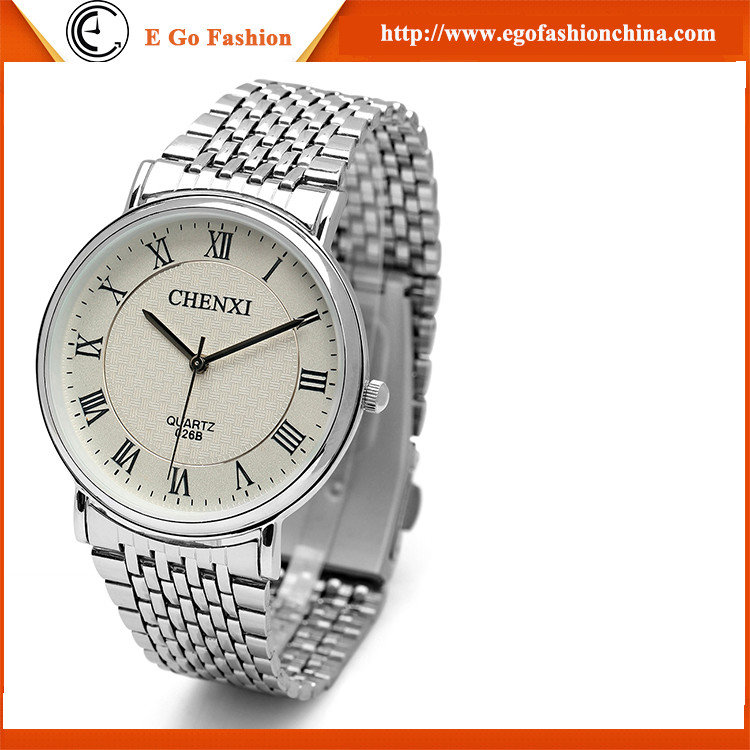 026B Stainless Steel Watch Unisex Office Lady Watch Black White Business Watch Quartz New