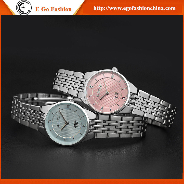 030A Pink Solid Color Watch Stainless Steel Watch Fashion Casual Watch Couple Watch Gift