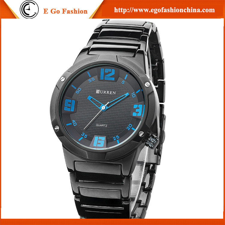 Fashion Business Watches 12 3 6 9 Red Blue Day&Date Display Watches Man Quartz Watches Men