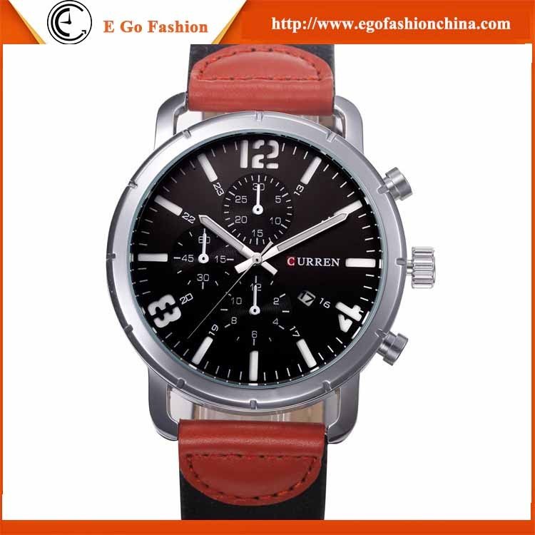Fashion Business Men's Watch Stainless Steel Leather Band Top Brand CURREN Watches Gift