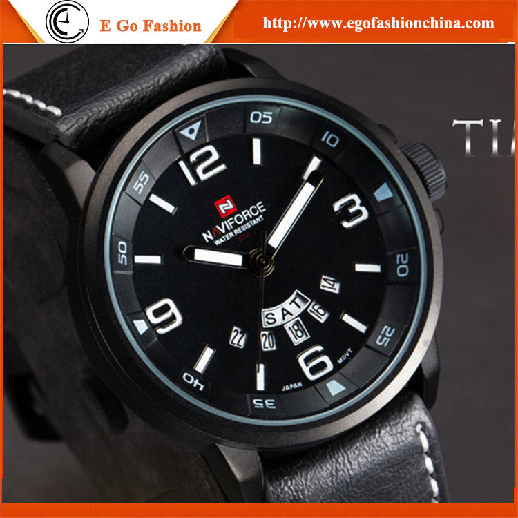 Genuine Leather Band Watch Quartz Analog Watch Fashion Business Watch Naviforce Watch Man