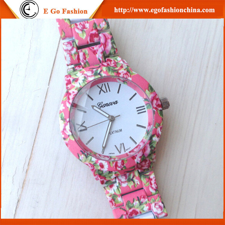Geneva Watch Women Watches Girl Wristwatch Female Watch Rose Flower OEM Watch Luxury Watch