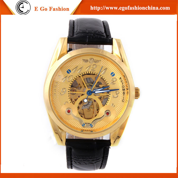 WN23 Golden Watch Luxury Style Trendy Watches Man Hollow Out 3ATM Mechanical Watch WINNER