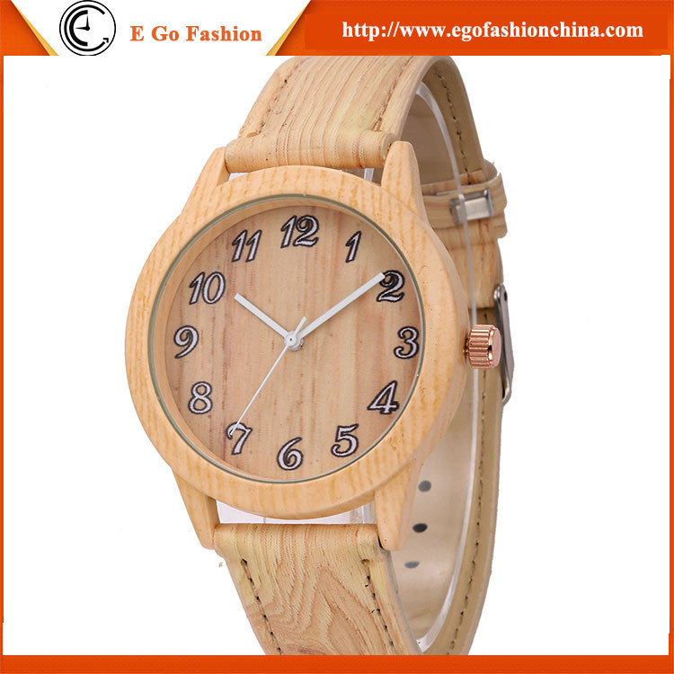 GV14 4 Colors Wooden Color Watches Unisex Watch PU Leather Watch Geneva Gift Wristwatches