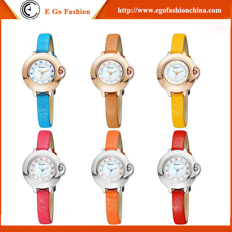 KM17 Cnady Color Kimio Sports Watch Unisex Girls Boys Stainless Steel Back Leather Watch