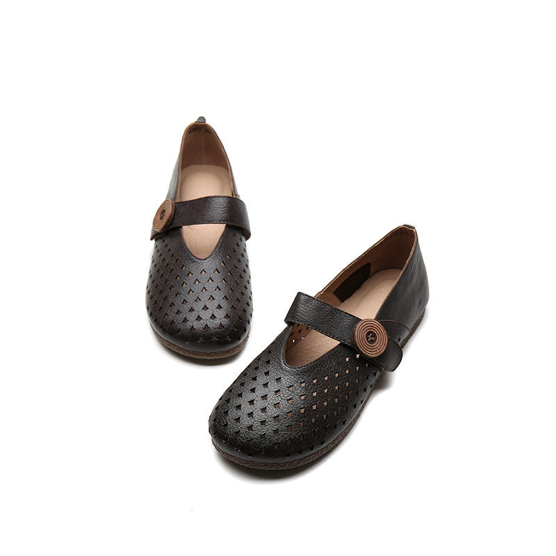 S315 Hole Shoes Cool And Breathable Sandals Female One-Word Button Velcro Shoes Female Summer Models