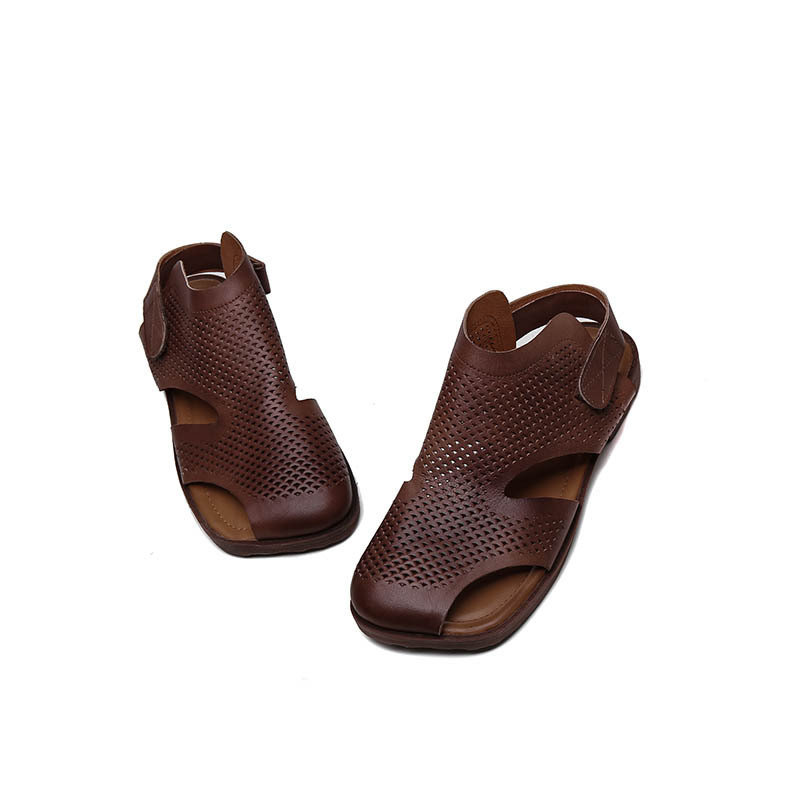 S322 Flower Wedges With Thick-Soled Handmade Shoes Factory Direct Sales, Leather Forest Ethnic Style High-Heeled Spring