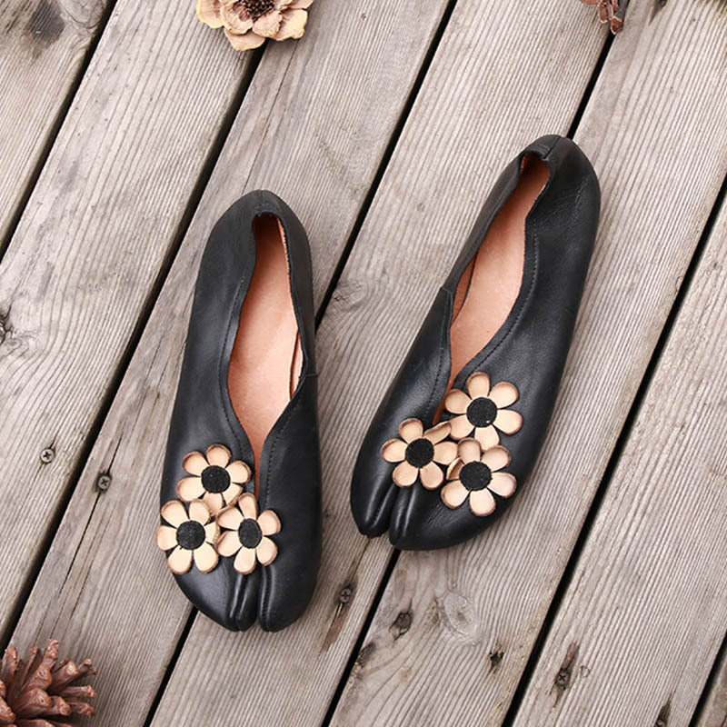 S483 Retro Leather Pig Hoof Feet Women'S Shoes All-Match All-Match Soft Sole Comfortable Low Heel Shallow Shoes