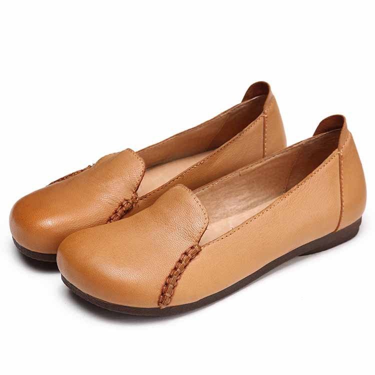 S500 Retro Color Sheepskin Leather Women'S Shoes Guangzhou Handmade Shoes Flat Women'S Casual Shoes 2020 Spring New Sing