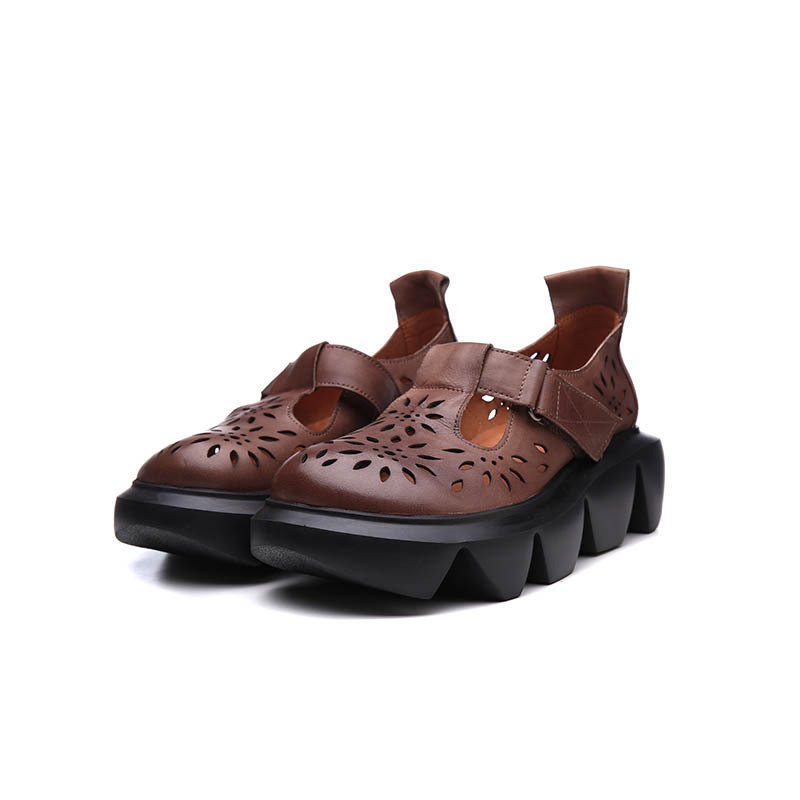 S507 Manufacturer 2020 Retro Thick-Soled Women'S Sandals New Leather PU Foam Sole Velcro Women'S Shoes