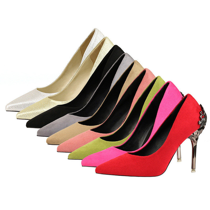 ZM021 1723-1 Frosted Fine-Heeled Super High-Heeled Suede Wedding Shoes Elegant Women'S Shoes Pointed Toe All-Match High