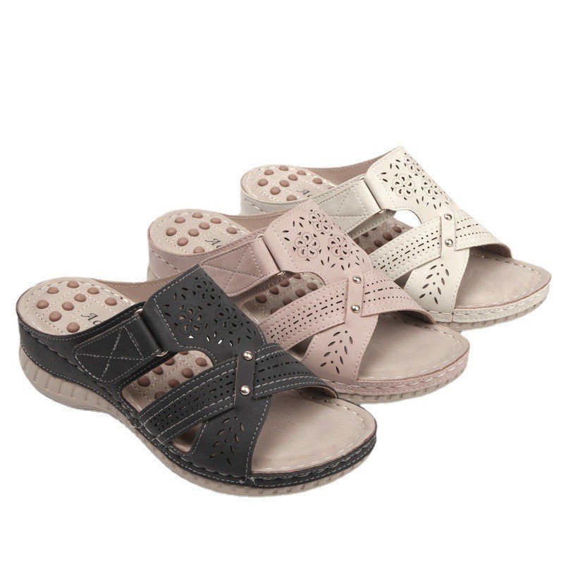 BS068 European And American Summer Sandals Women 2021 Bohemian Style Thick Bottom Massage Large Size Ladies Slippers