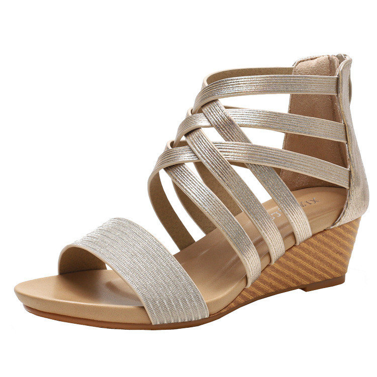 BS120 Slope Heel Roman Sandals Women'S New Bohemian Ethnic Style Retro Open Toe Holiday Travel Women'S Shoes
