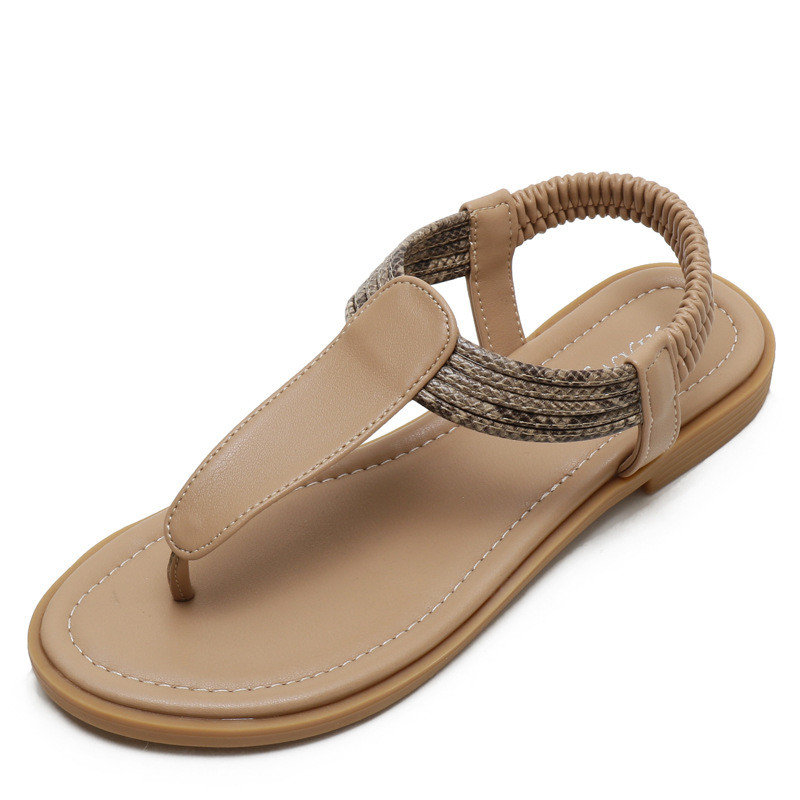 Bs126 Flip-Flop Sandals Women'S New Bohemian Ethnic Style Simple Color Matching Retro Travel Roman Shoes