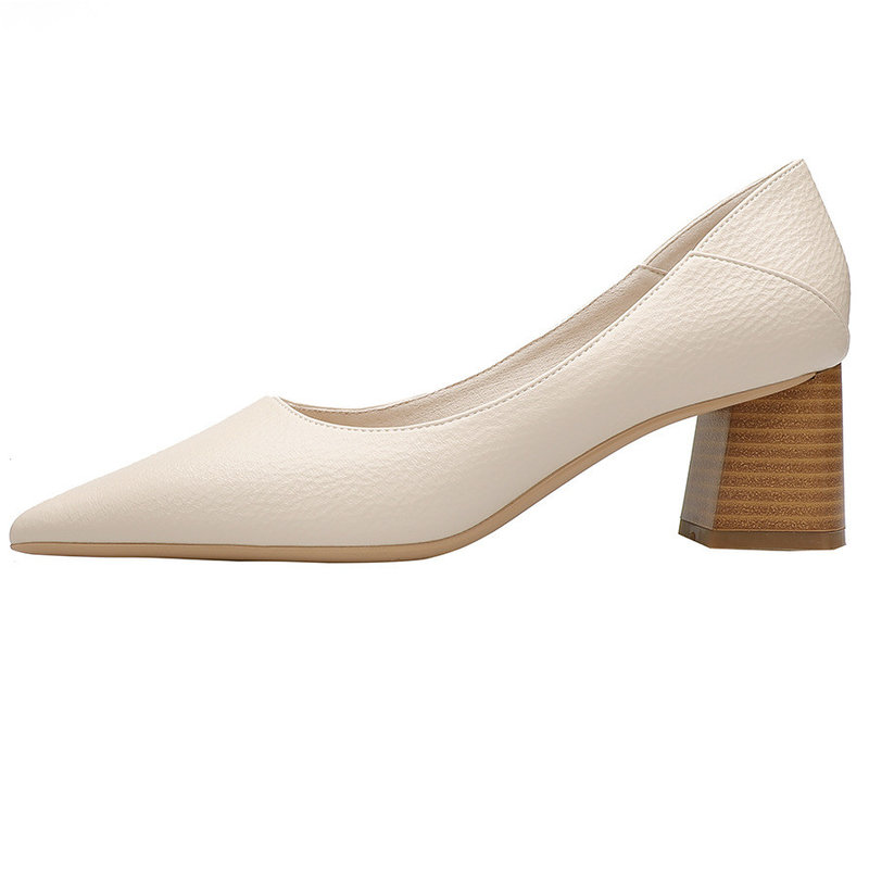 5619-1 Fashion Pointed Shallow Mouth High Heels Thick Heel Sexy Thin Women'S Single Shoes Professional OL All-Match Wom