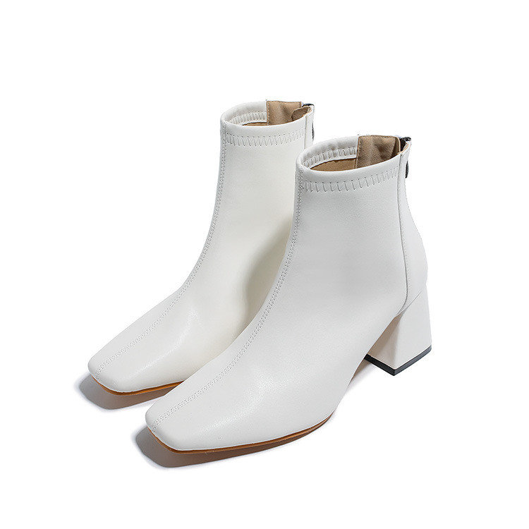 BS160 2021 Autumn And Winter Martin Boots Women'S Fashion All-Match Square Toe Thick Heel High Heel Short Boots Women'S