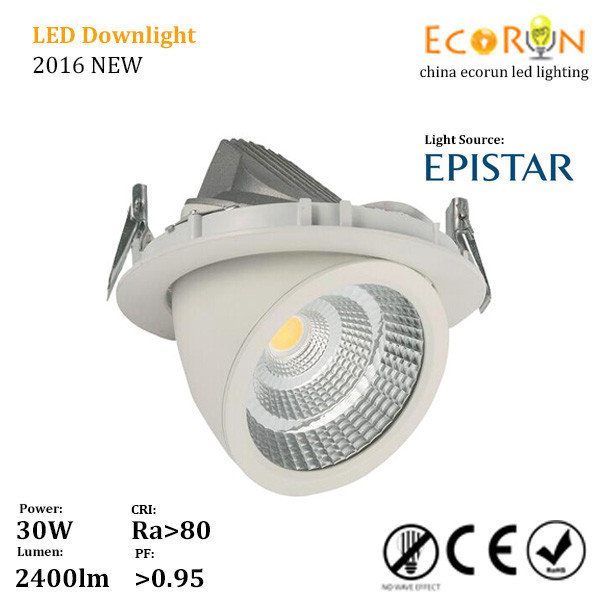 6inch epistar cob 25w 30w gimbal led downlight recessed with ce rohs saa